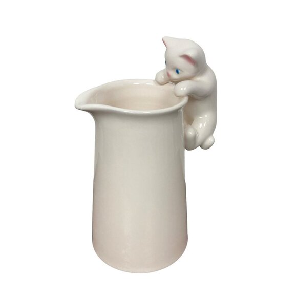 Unbranded | Dining | Vintage White Kitten Milk Pitcher Creamer Blue ...